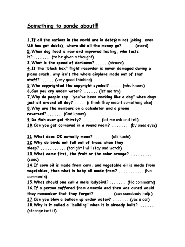Something To Ponde About | PDF