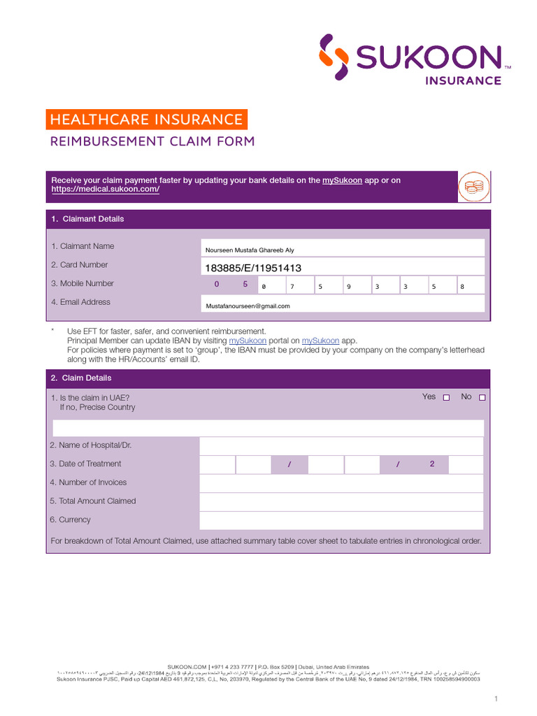 Sukoon - Medical Reimbursement Form | PDF