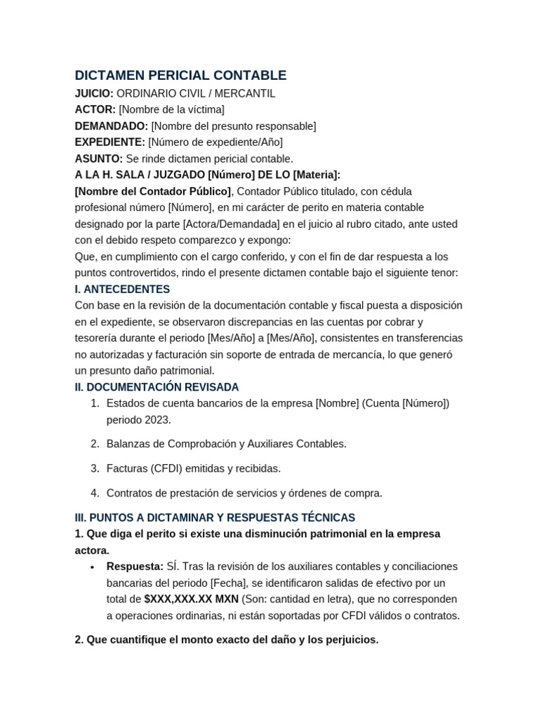 Informacion Acerca Del Dictamen | PDF | Testigo experto | Contador