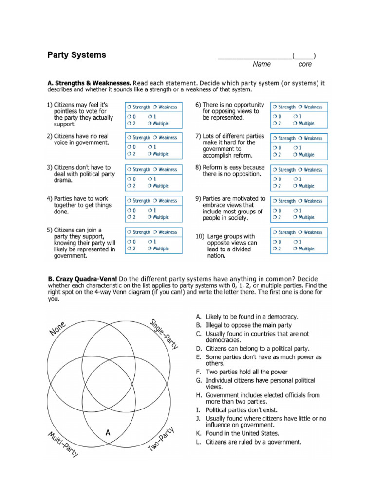 Party Systems (Printable Work) | PDF
