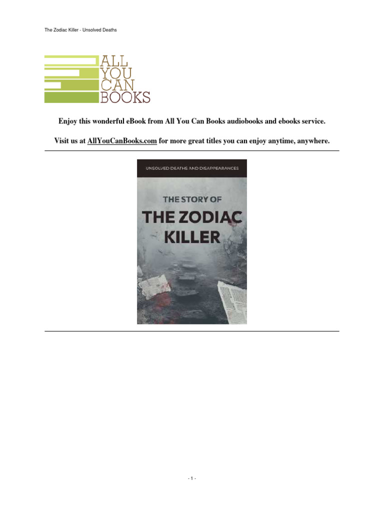 Zodiac Killer: Unsolved Mysteries | PDF