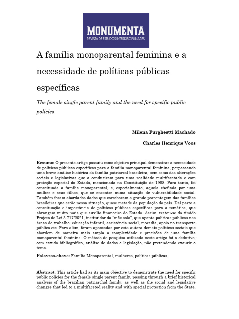 Artigo Milena Charles | PDF | Família | União estável