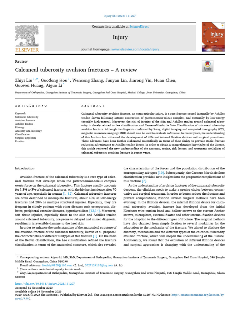 Calcaneal Tuberosity Avulsion Fractures Review | PDF | Bone ...