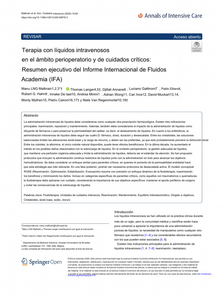 ESPAÑOL intravenous fluid therapy in the perioperative and critical ...