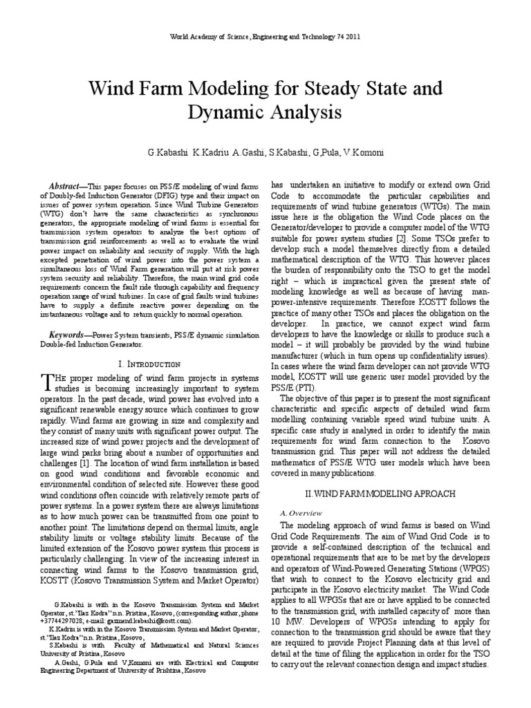 Wind Farm Modelling PSSE | PDF | Wind Power | Electric Power System