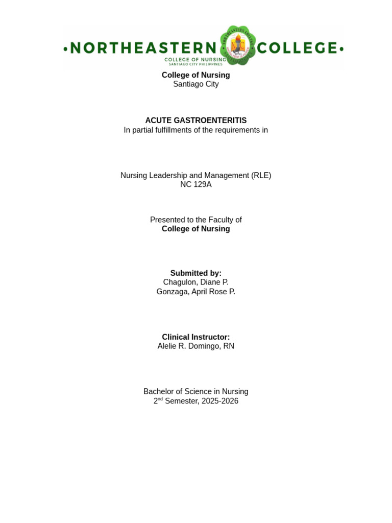 Acute Gastroenteritis Case Study Analysis | PDF | Medicine | Clinical ...