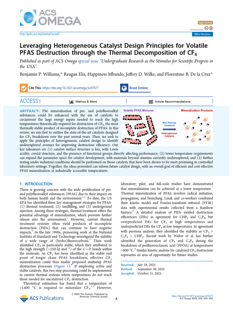 PFAS Destruction via Catalyst Design | PDF | Catalysis | Adsorption