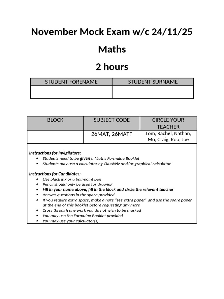 CAP 9 Nov Mock Maths Copy | PDF