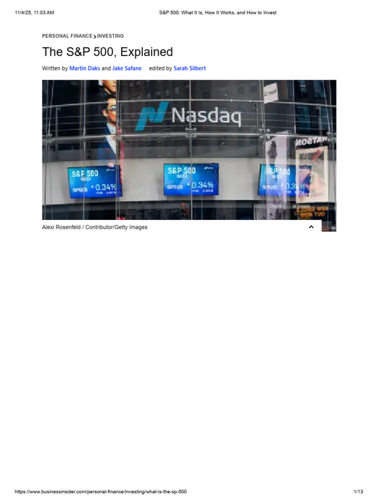 The S&P 500 Explained!!!!! By Martin Daks and Jake Safane. | PDF ...