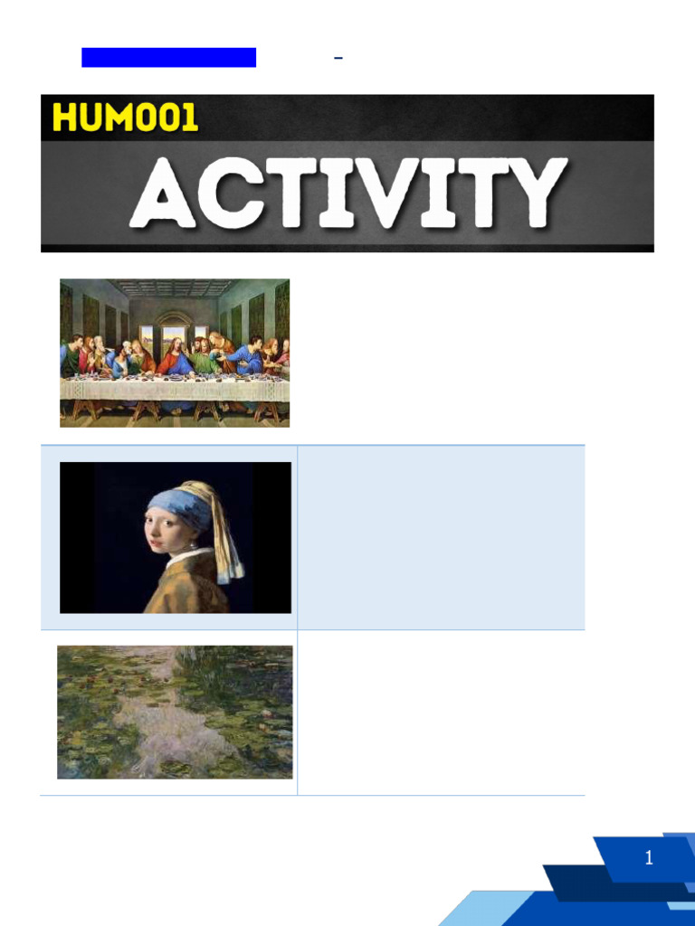 Art Appreciation Activity Answers | PDF | Works Of Art | Plastic Arts