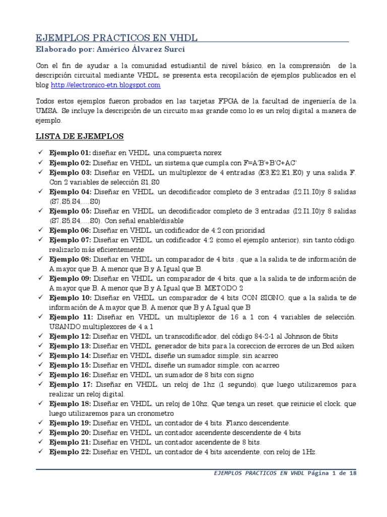 EJEMPLOS PRACTICOS VHDL