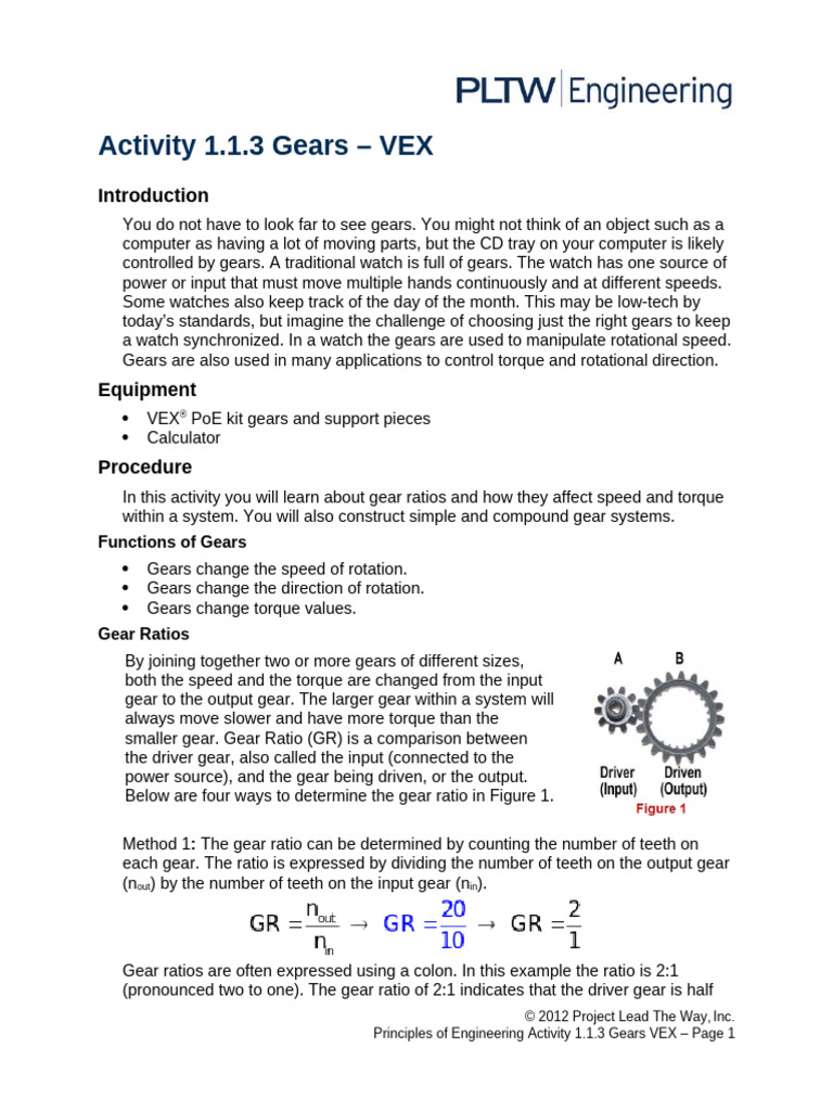 1.1.3.A.VEX Gears | PDF | Gear | Torque