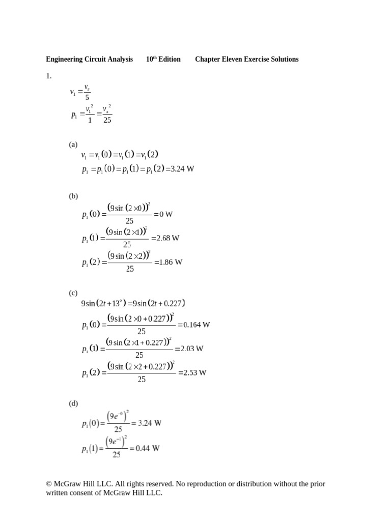 Circuit Analysis Chapter 11 Solutions | PDF | Electrical Network ...