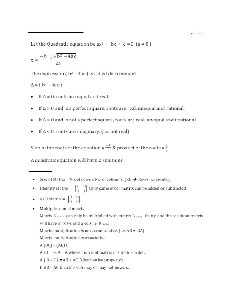 ICSE 10 Math Formulae | PDF