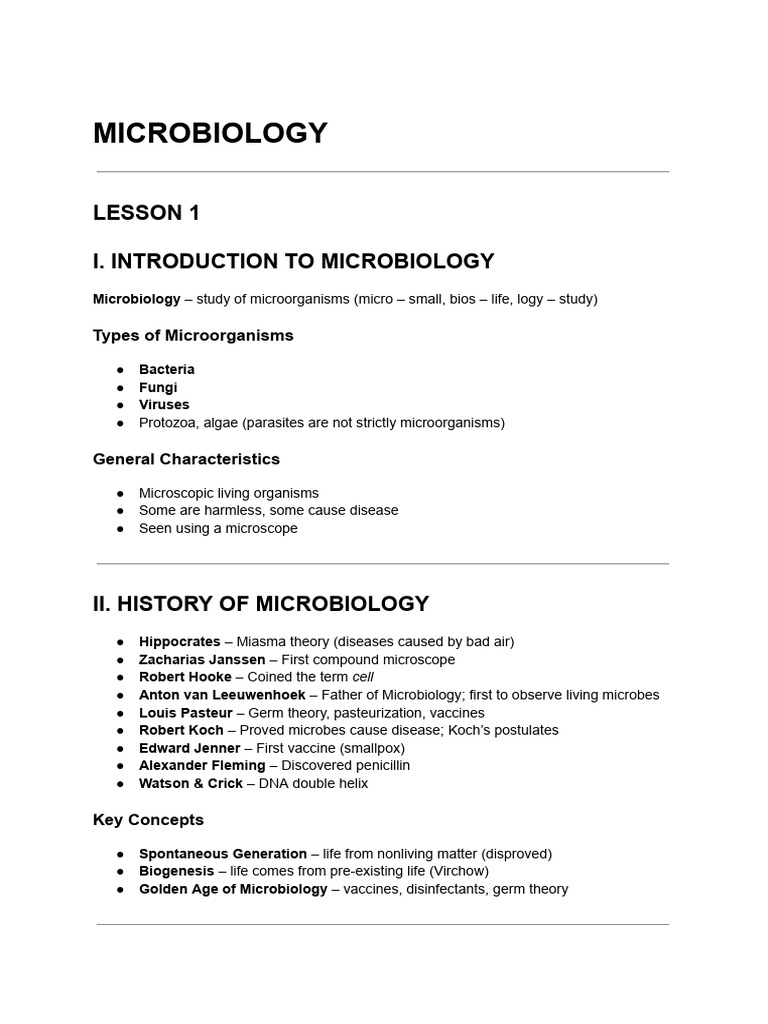 Microbiology Reviewer | PDF | Microbiology | Infection