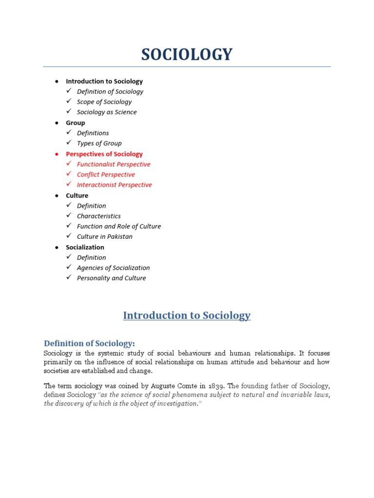 Sociology Semester 1 Notes | PDF | Socialization | Sociology