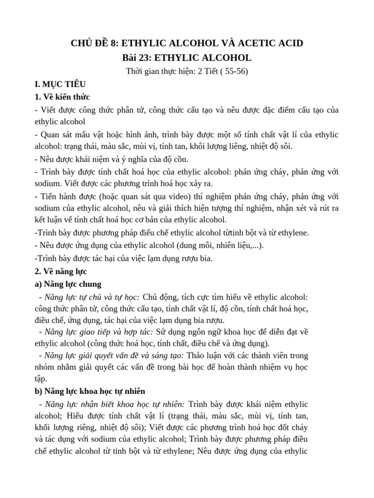 Bài 23 - Ethylic Alcohol - CD | PDF