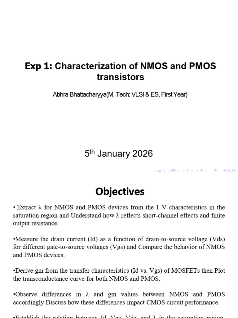 MIC Exp1 Characterization of NMOS and PMOS Transistors | PDF | Mosfet ...