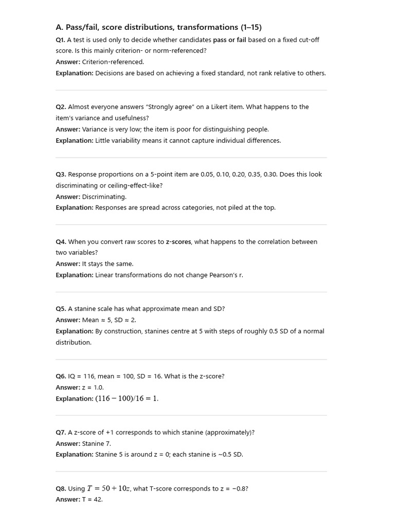 Test Score Analysis and Reliability Insights | PDF | Variance ...