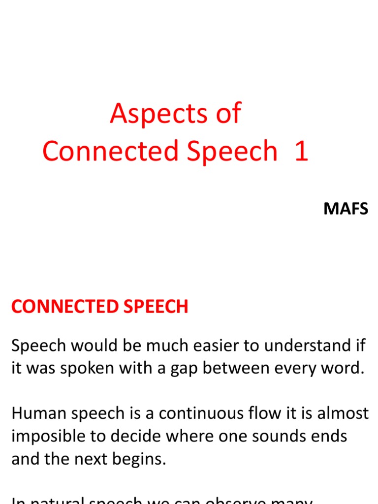 Aspects of Connected Speech 1 | PDF | Syllable | Consonant