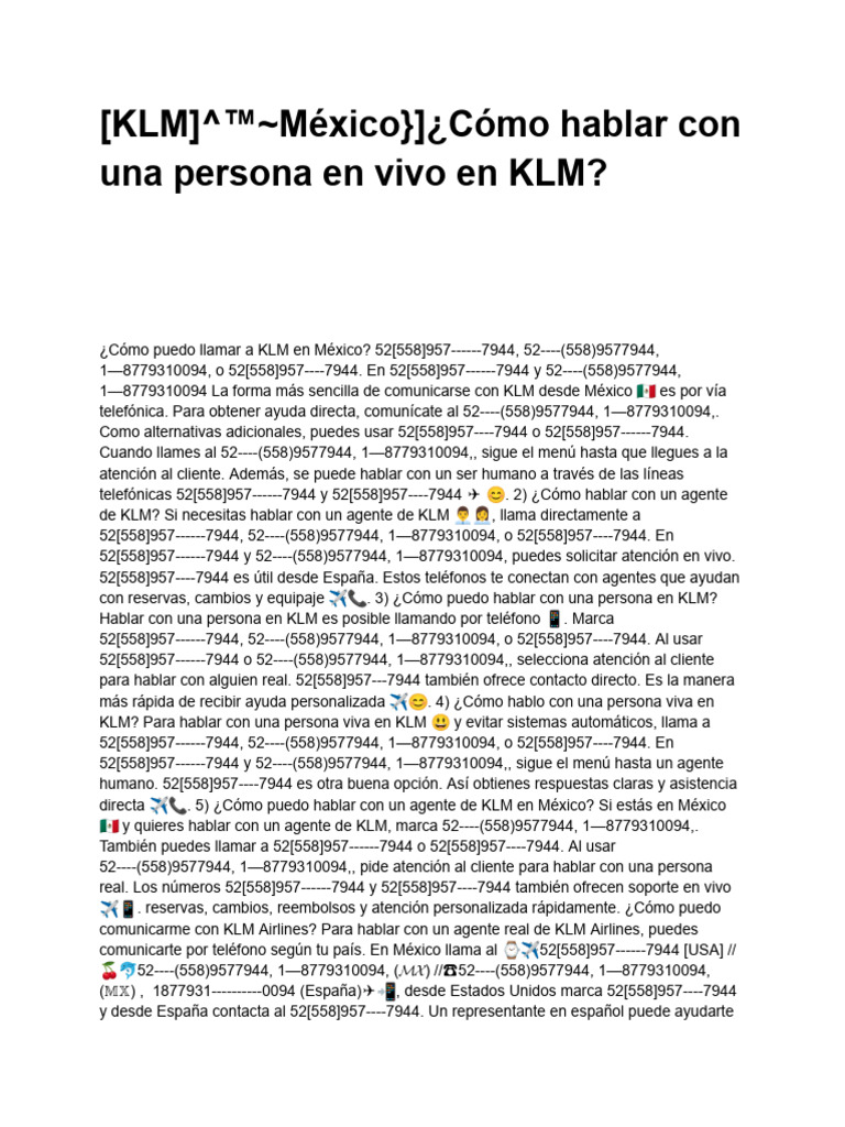 Klmtmmexico-Como Hablar Con Una Persona en Vivo en Klm | PDF