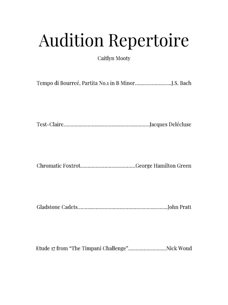 Final Audition Sheet-Merged | PDF | Classical Music