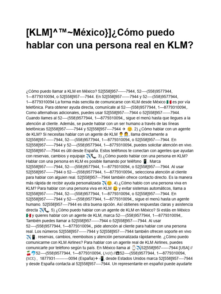 Klmtmmexico-Como Puedo Hablar Con Una Persona Real en Klm | PDF