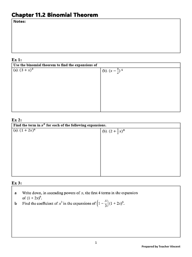 Binomial Theorem Expansion Exercises | PDF