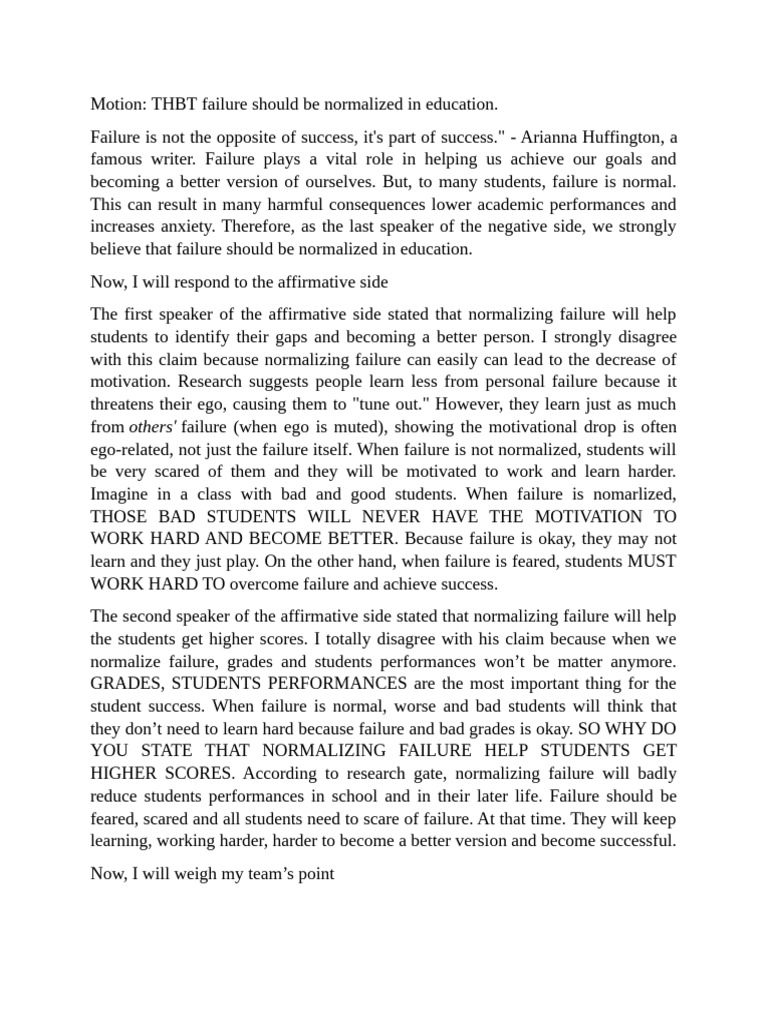 The Case Against Normalizing Failure in Education | PDF | Mindset ...