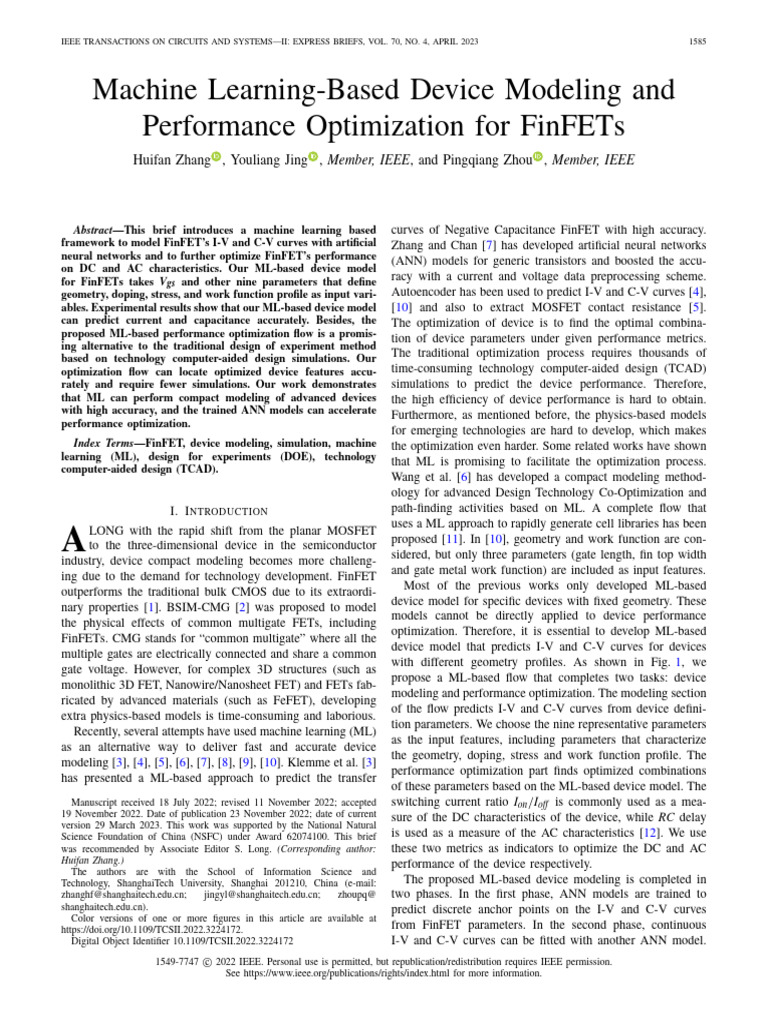 Machine Learning-Based Device Modeling and Performance Optimization For ...