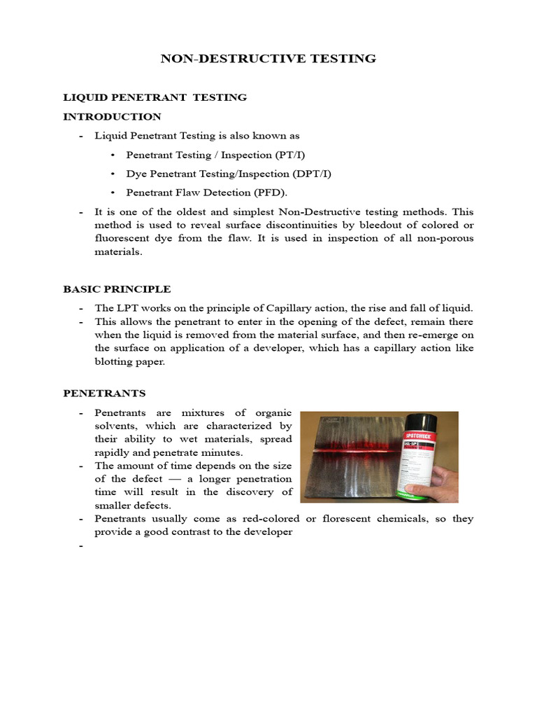Liquid Penetrant Testing Overview | PDF | Nondestructive Testing ...