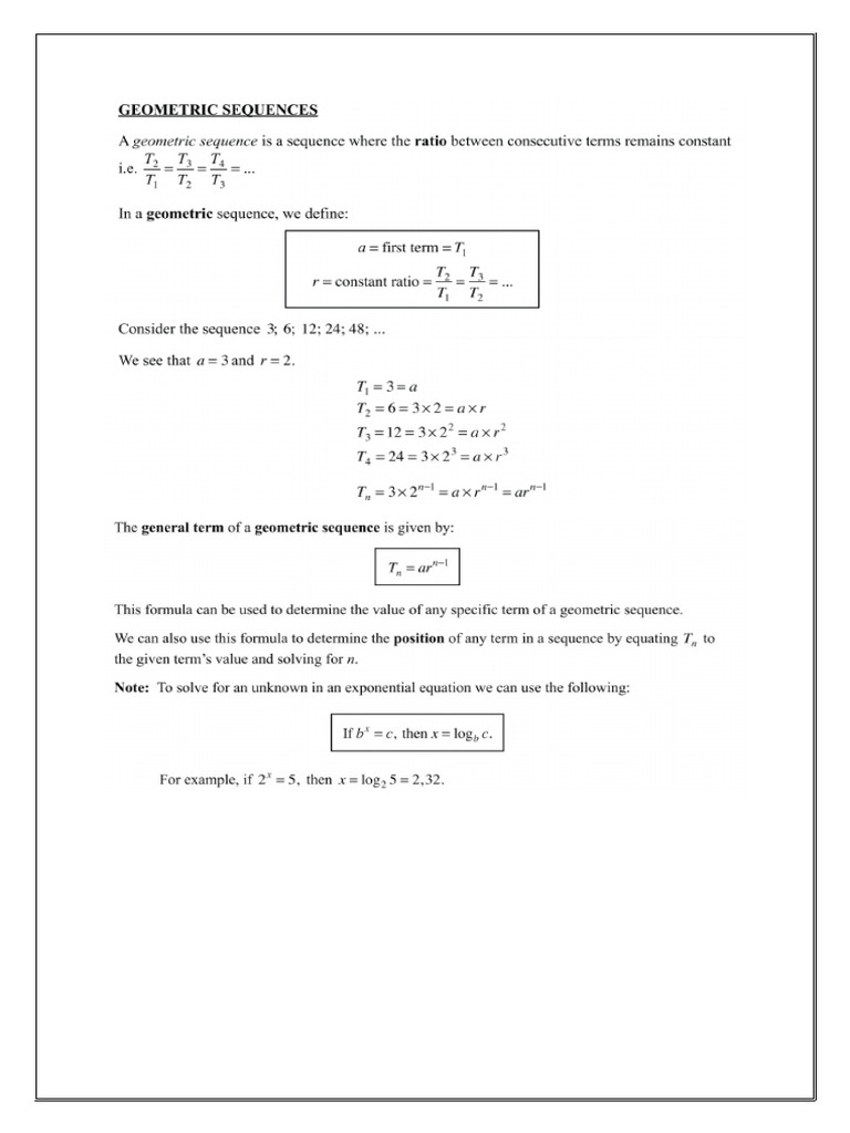 2 Geometric Sequence Class Examples | PDF