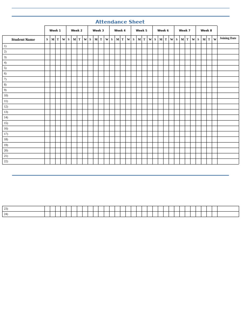 Weekly Student Attendance Tracker | PDF