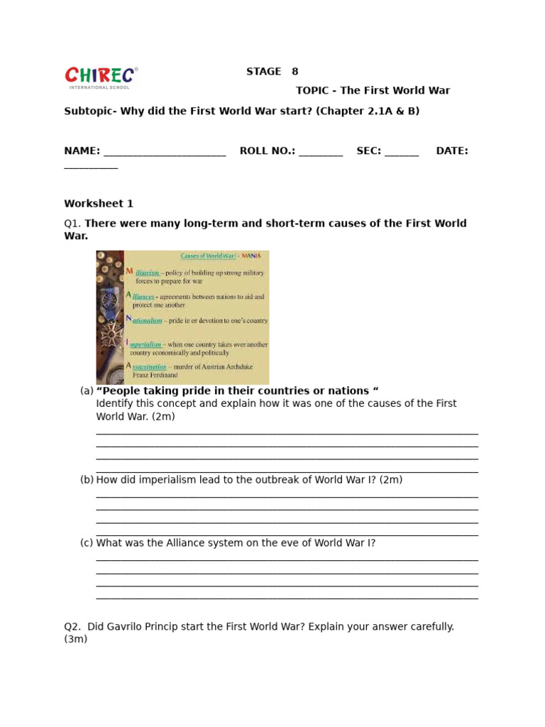 Causes of the First World War Explained | PDF