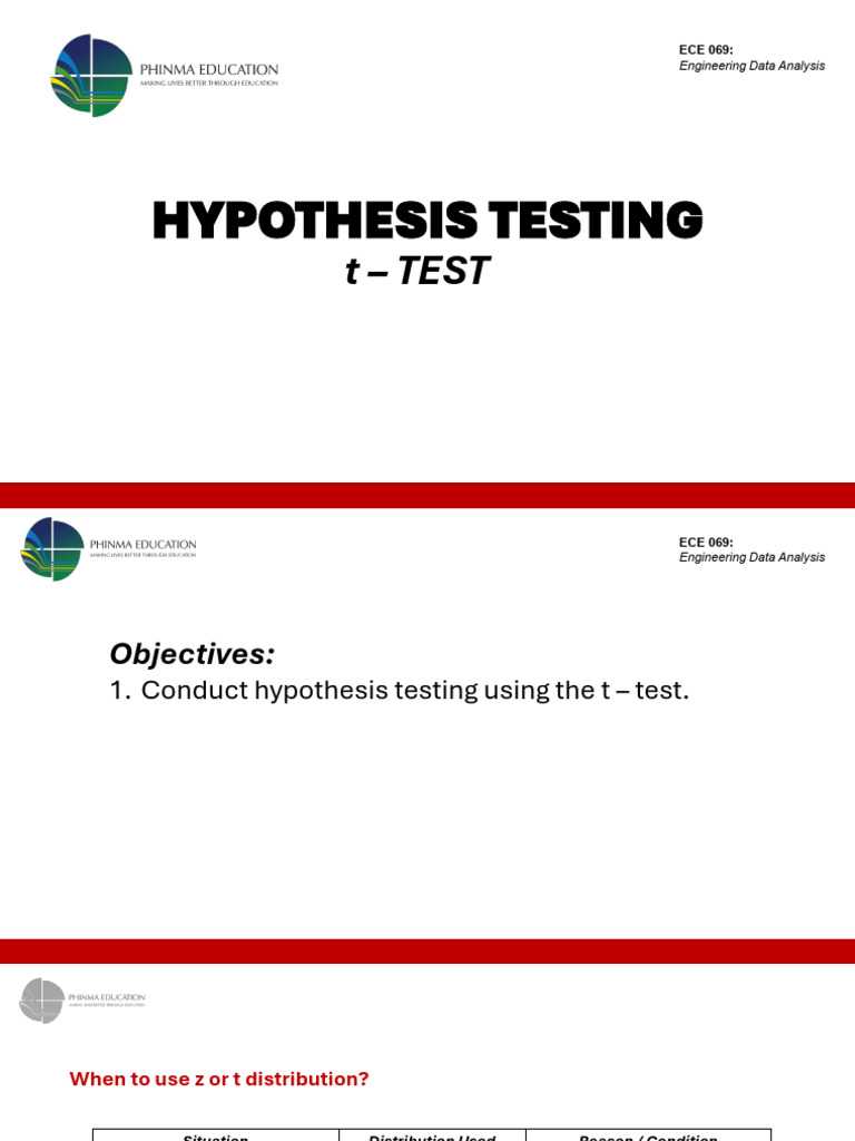 T-Test Hypothesis Testing Guide | PDF | Student's T Test | Variance