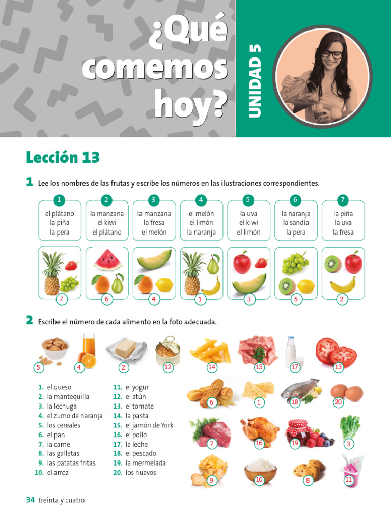 Actividades de Comida y Gramática en Español | PDF | ensalada | Cocinando