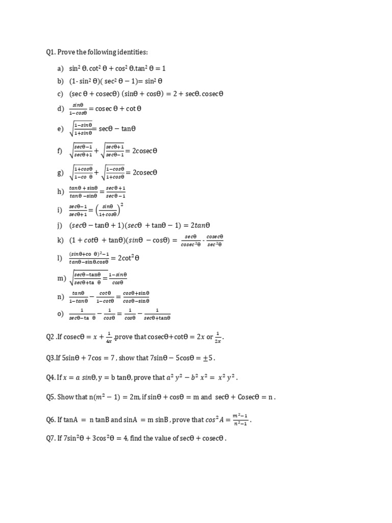Trigonometric Identities and Proofs | PDF