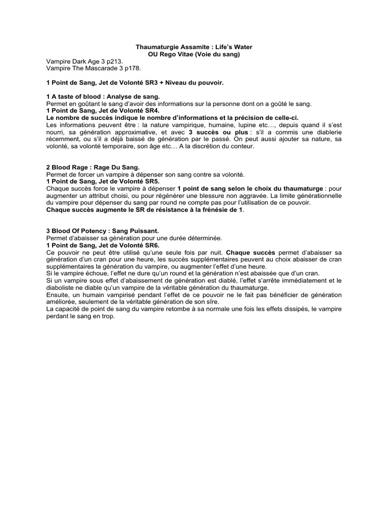 Pouvoirs de Thaumaturgie Assamite | PDF | Vampires
