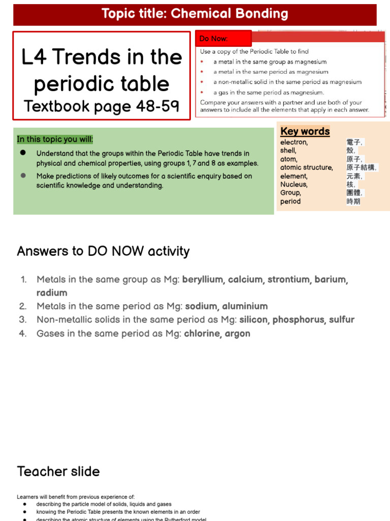 Periodic Table Trends: Groups 1, 7, 8 | PDF | Periodic Table | Chemical ...