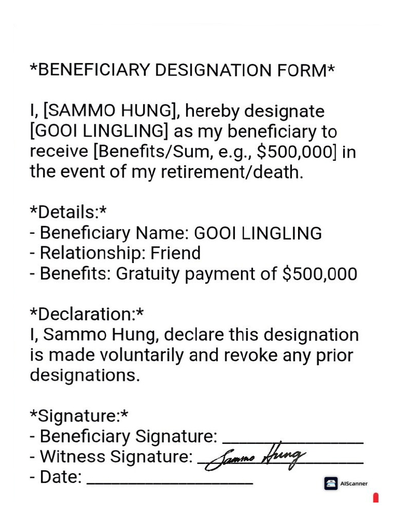 Beneficiary Designation Form | PDF