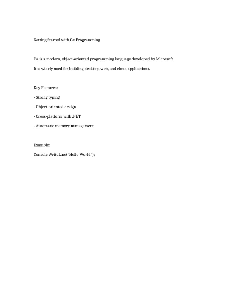 Introduction to C# Programming Basics | PDF