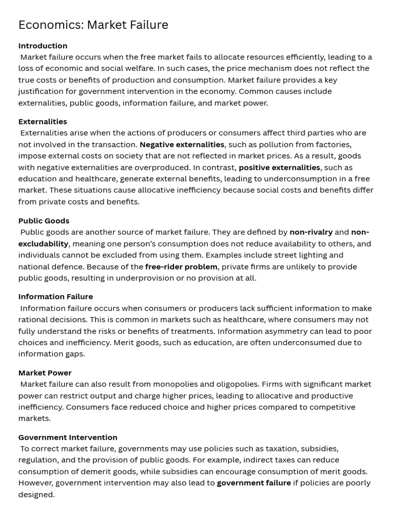 Understanding Market Failure Causes | PDF | Externality | Market Failure
