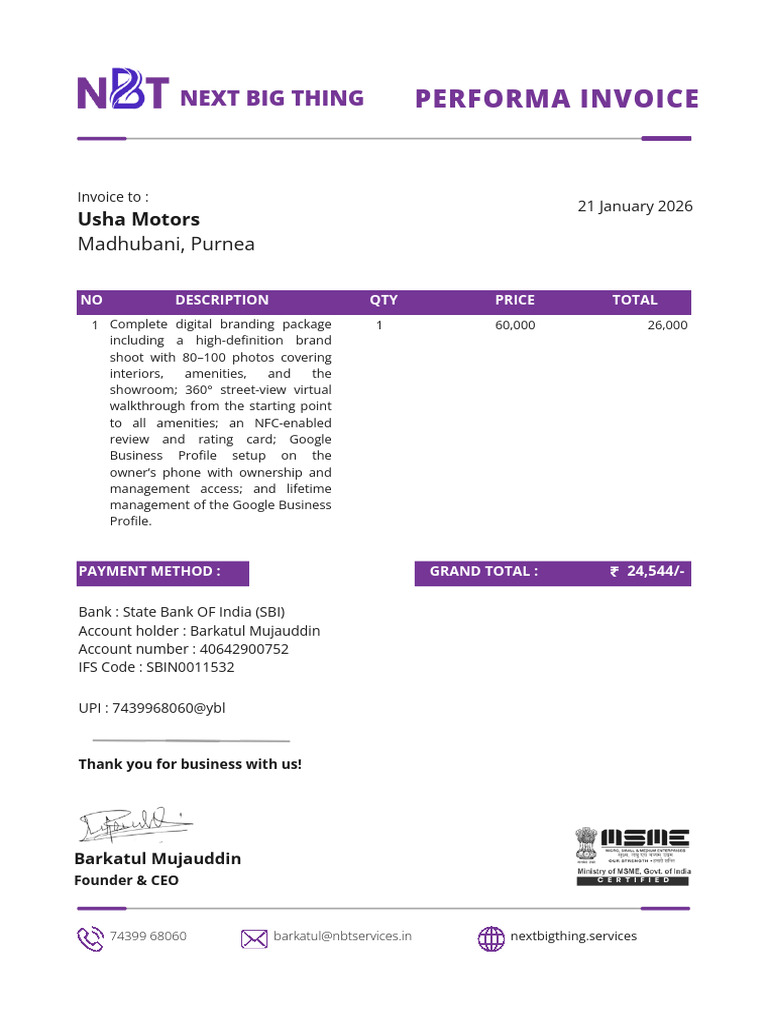 Digital Branding Package Invoice | PDF