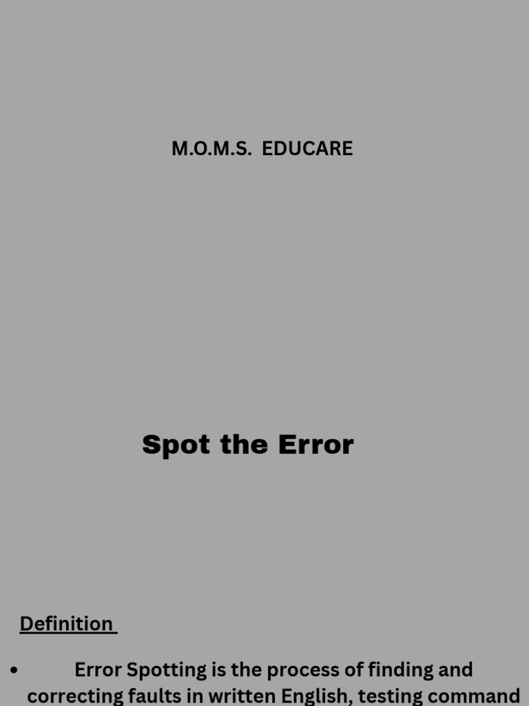 Error Spotting in English Grammar | PDF