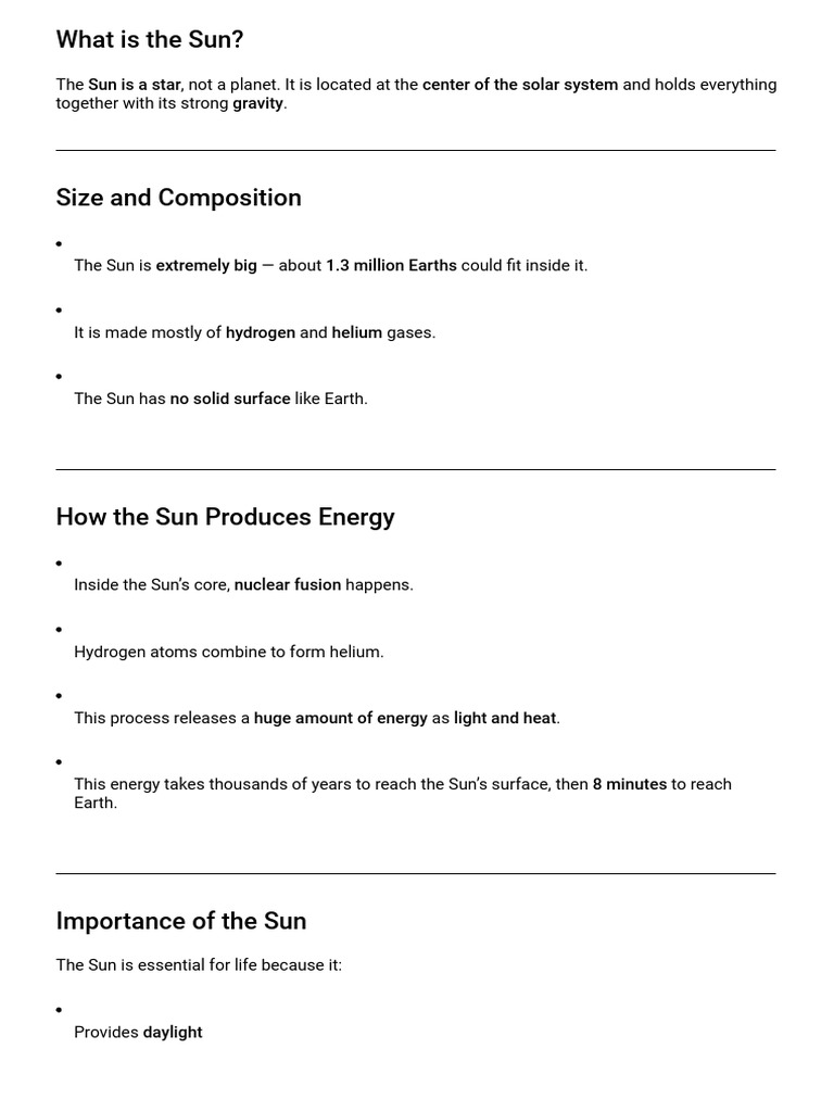 Understanding the Sun: Facts & Importance | PDF
