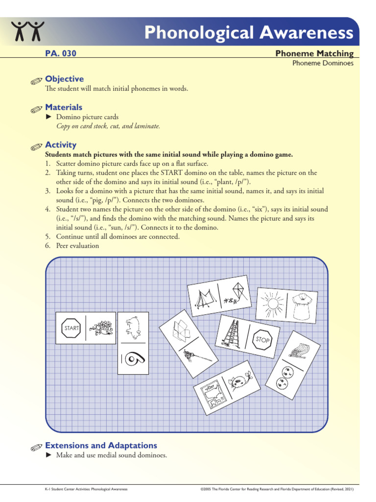 Phoneme Matching Activities for K-1 | PDF | Phonology