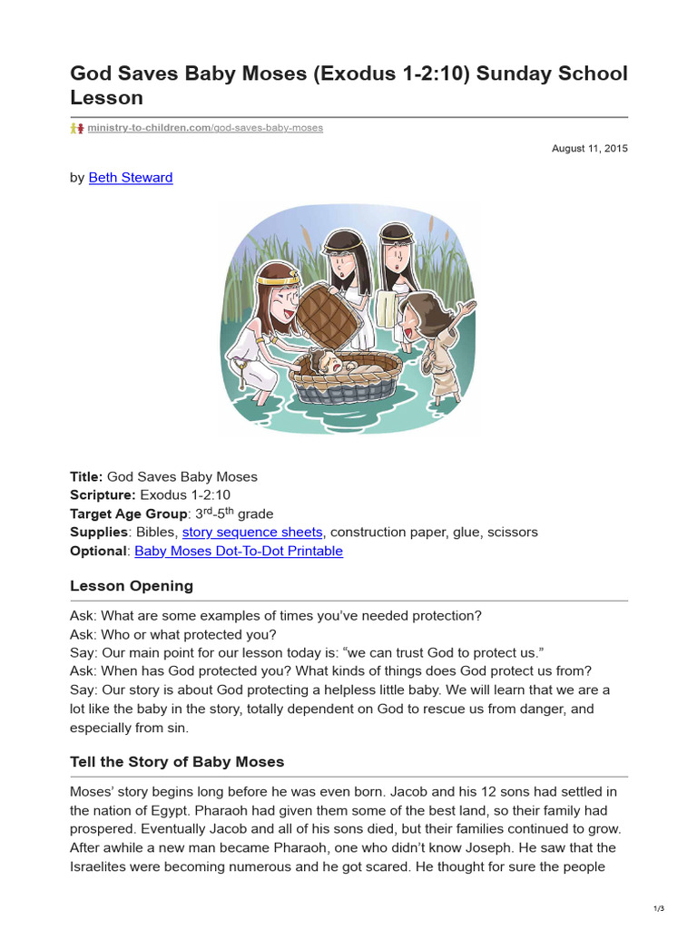 Baby Moses Sunday School Lesson | PDF | Book Of Exodus | Moses