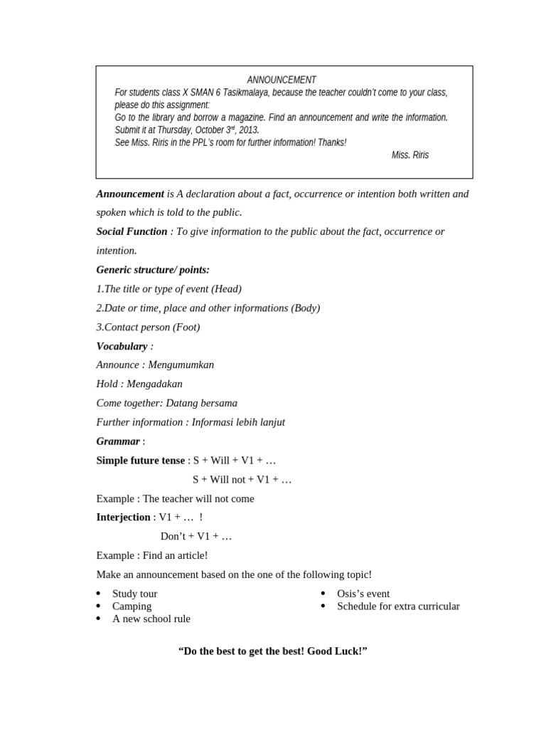 How to Write an Effective Announcement | PDF