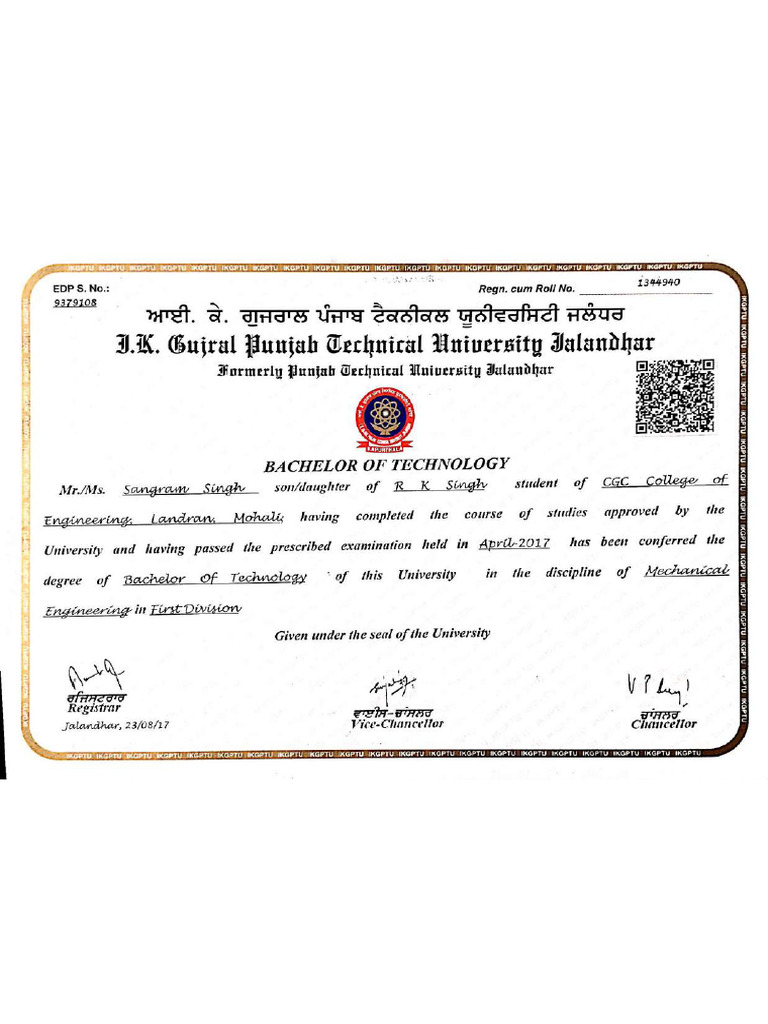 UG Marksheet and Degree-9 | PDF