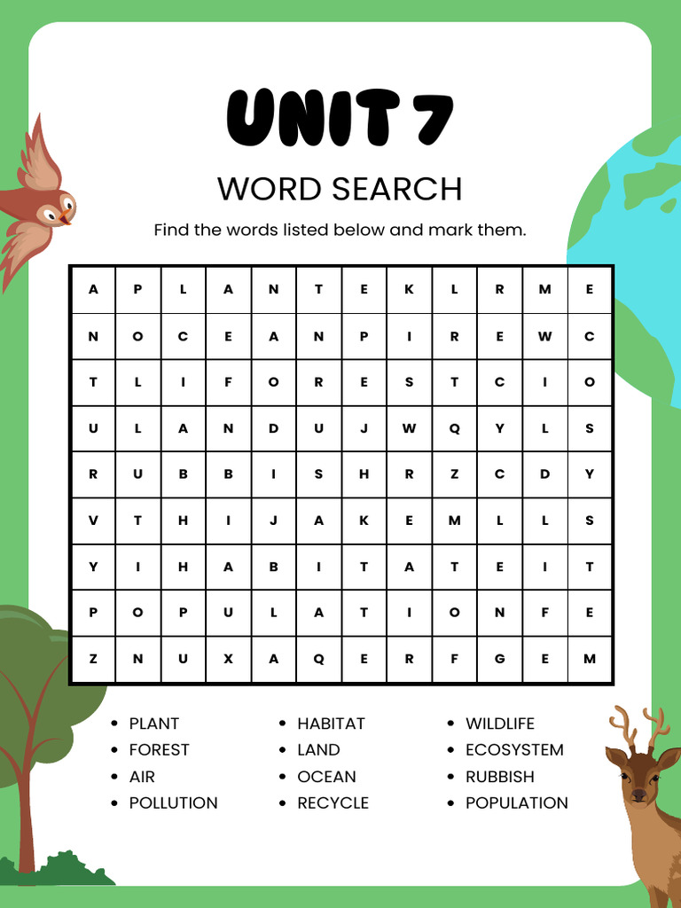 G8 Unit 7 Lesson 1 Word Search | PDF